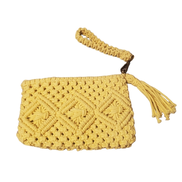 London Kaye | Bags | London Kaye Boho Natural Macrame Clutch W Tassel ...